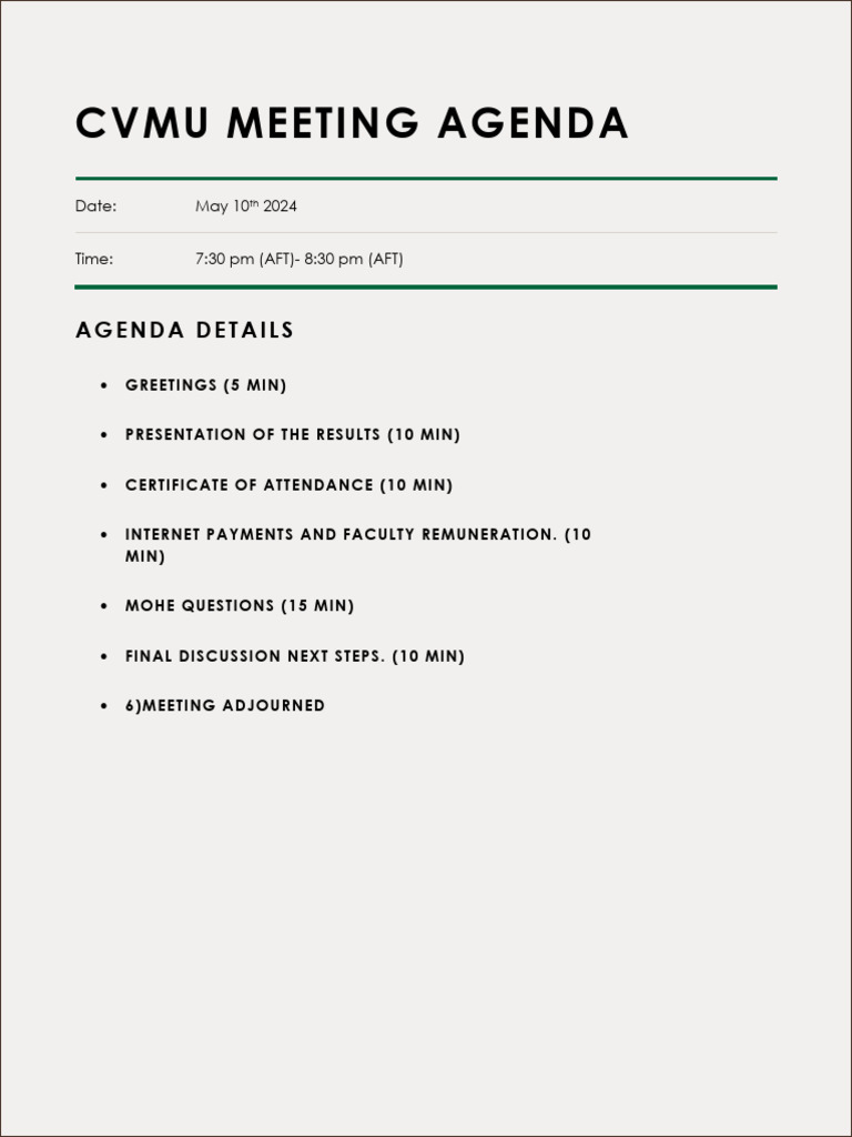 CVMU Meeting Agenda - May 2024 | PDF