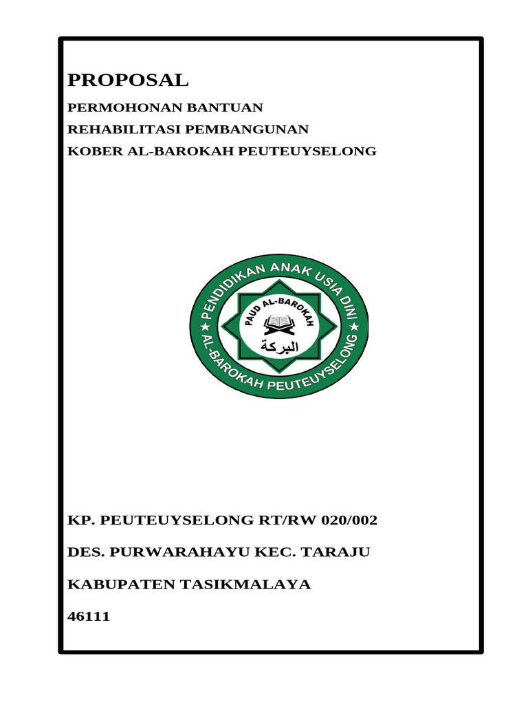 CONTOH FORMAT PROPOSAL UNTUK PEDANAAN PAUD | PDF
