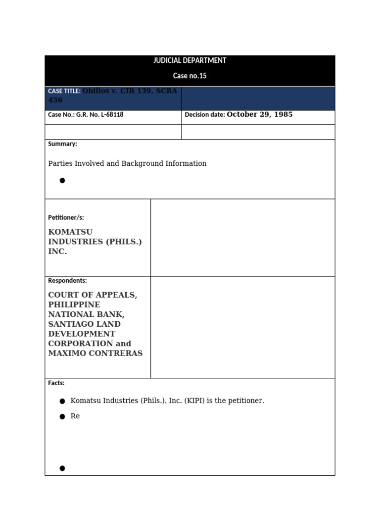 Sample Case Digest Template | PDF