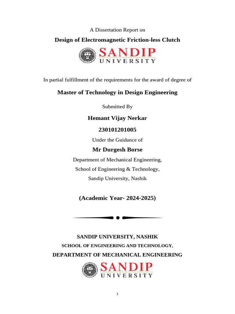 Dissertation Front Page, Certificate and Abstract - For Merge | PDF | Thesis | Electric Motor