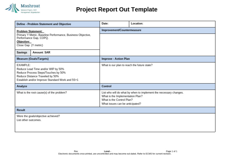 Project Report Out Template | PDF