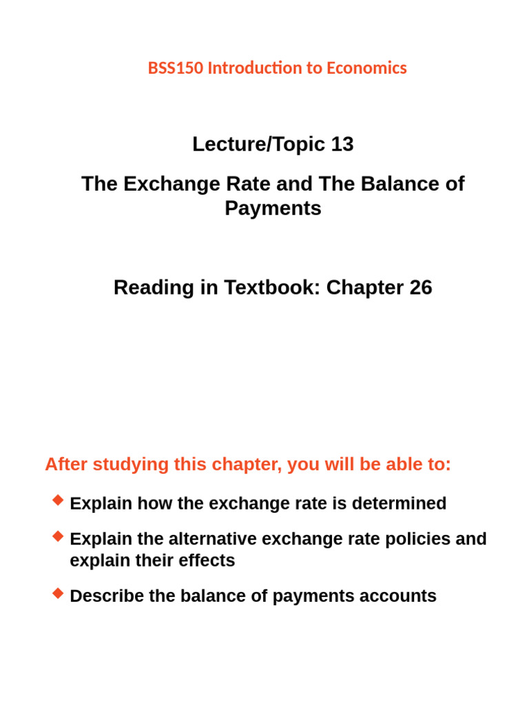 Lecture Slides On The Exchange Rate and The Balance of Payments | PDF ...