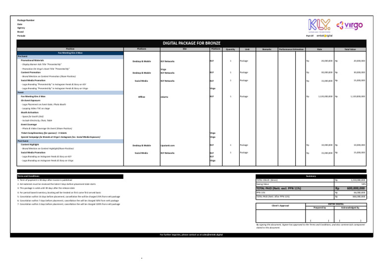 (OUT) KLY - Sponsorship Package For Fan Meeting KIM JI WON - Bronze | PDF