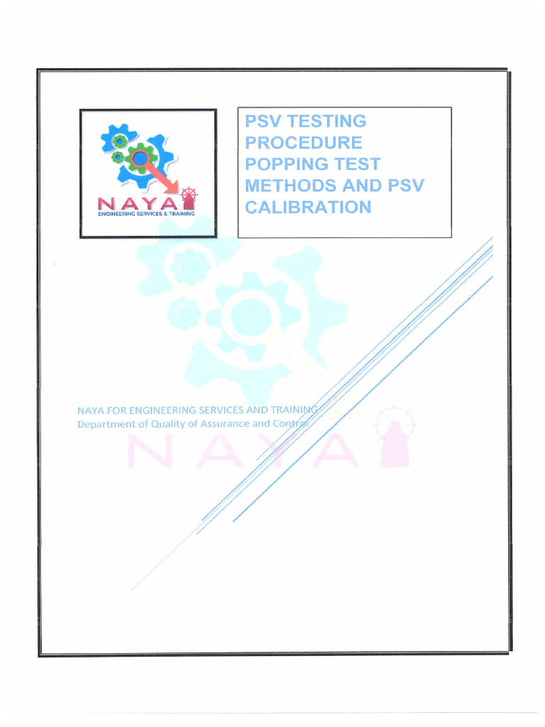 PSV Testing Procedure Popping Test Methods and PSV Calibration | PDF