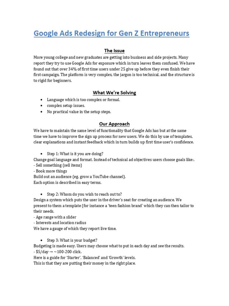 Google Ads Redesign for Gen Z Users | PDF