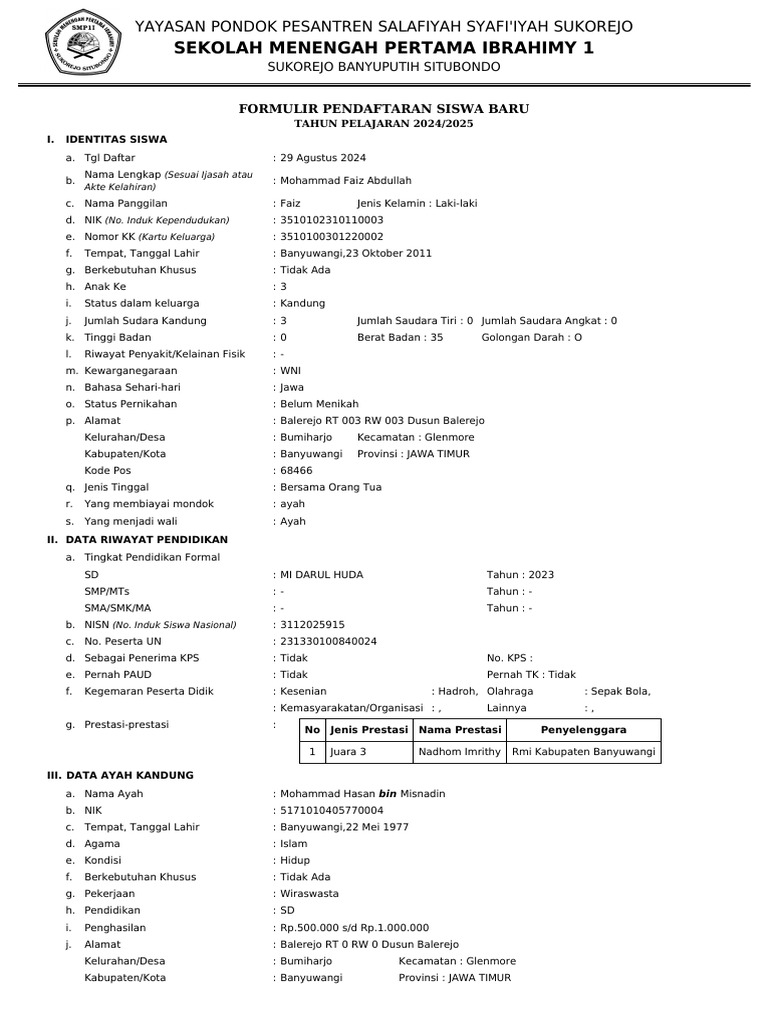 Cetak Formulir Sekolah | PDF