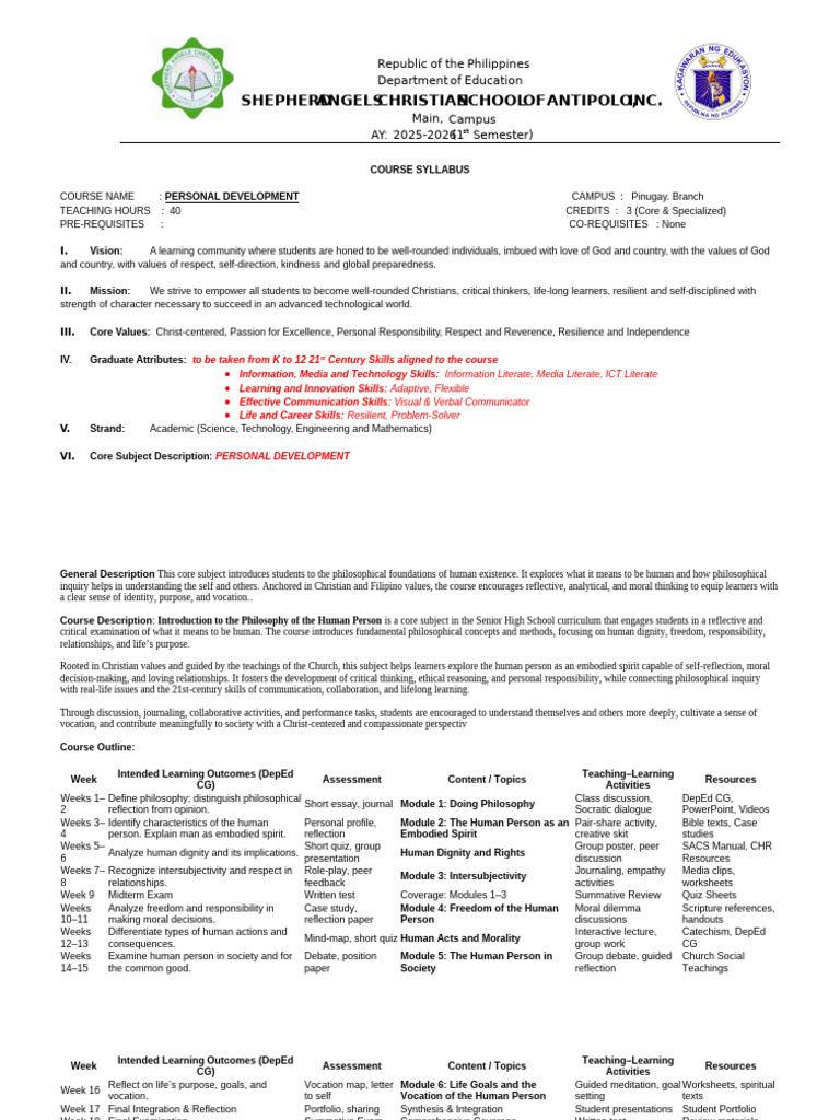 Intro To The Phy Syllabus | PDF | Critical Thinking | Learning