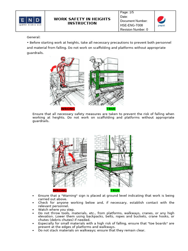 Ue Hse Eng t008 Work Safety in Heights Instruction | PDF | Scaffolding ...