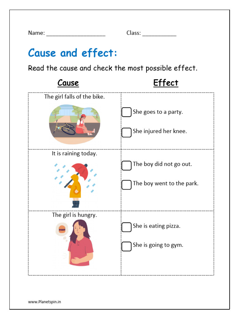 Worksheet For Cause and Effect 1 | PDF