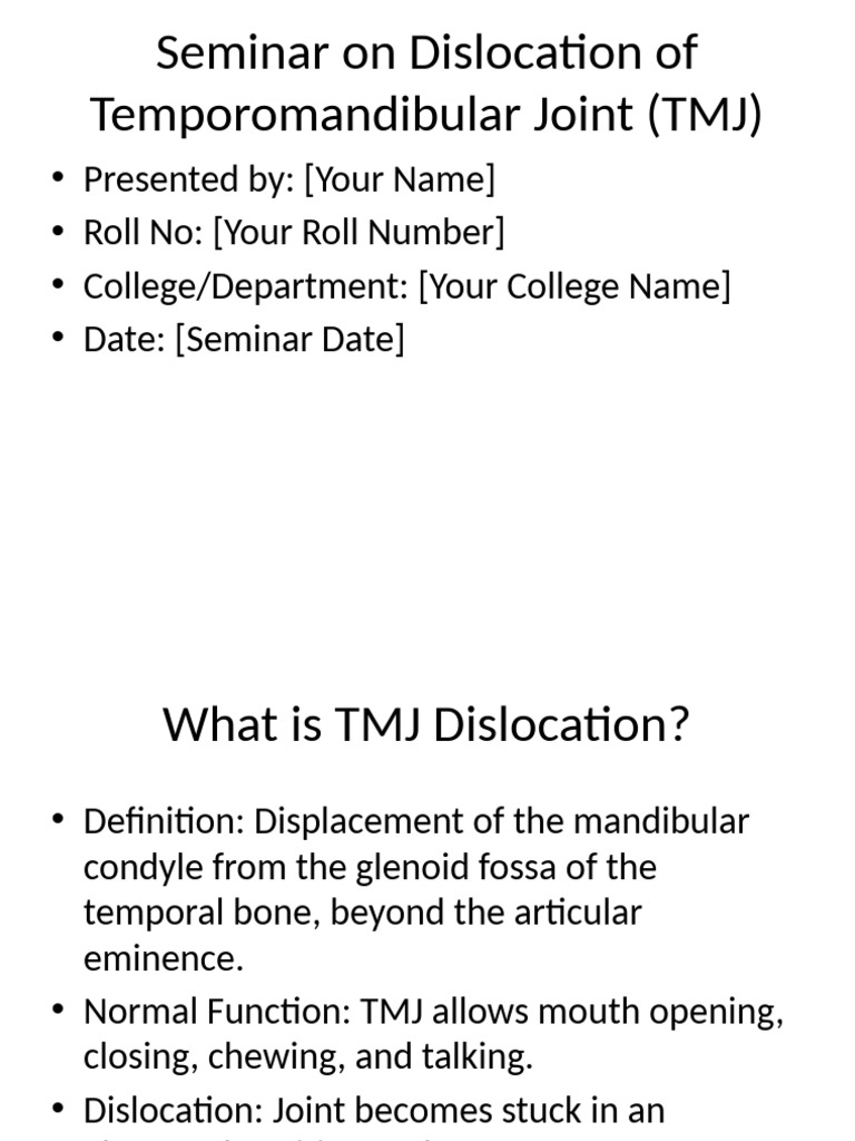 TMJ Dislocation Seminar Overview | PDF