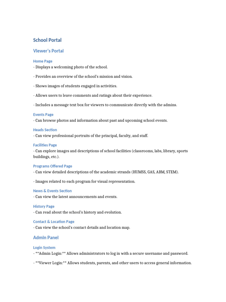 Comprehensive School Portal Overview | PDF