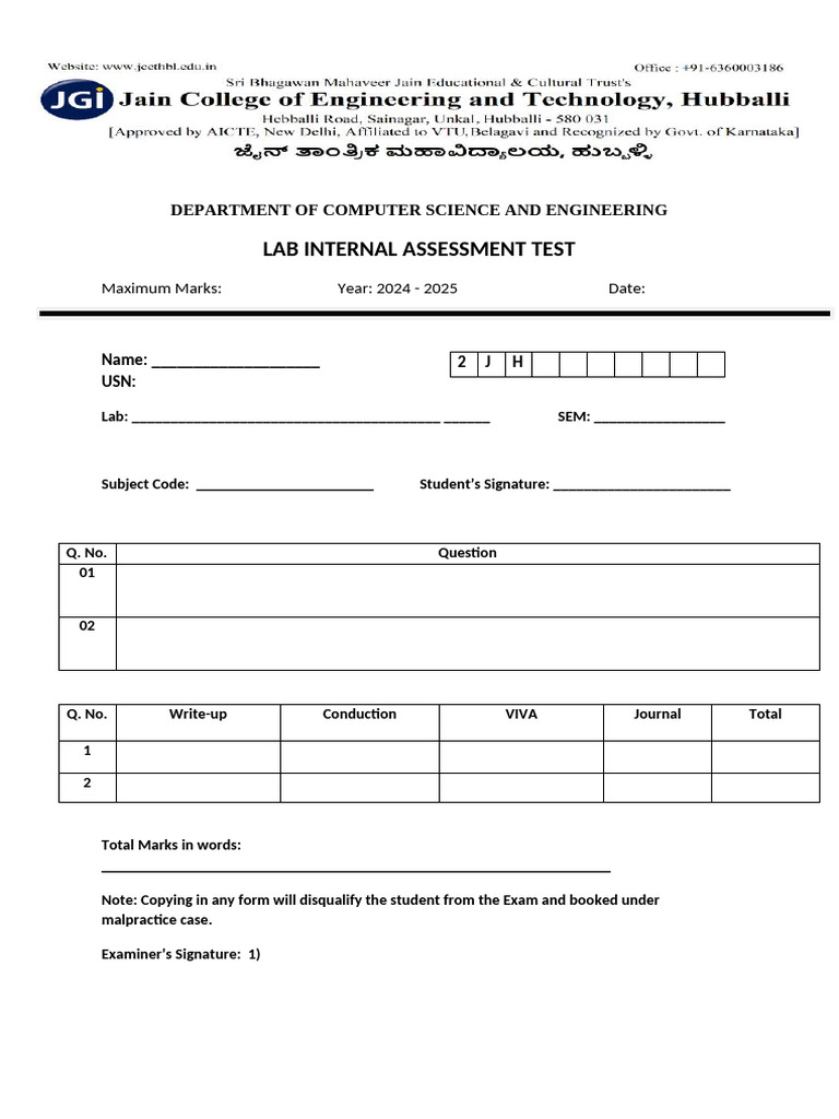 Lab Internal Format | PDF
