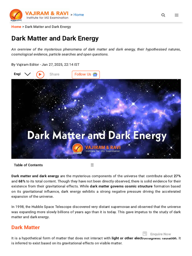 Dark Matter and Dark Energy | PDF | Dark Matter | Dark Energy