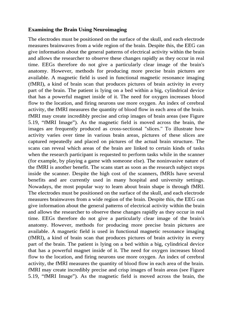 Examining The Brain Using Neuroimaging | PDF | Functional Magnetic Resonance Imaging | Neuroimaging