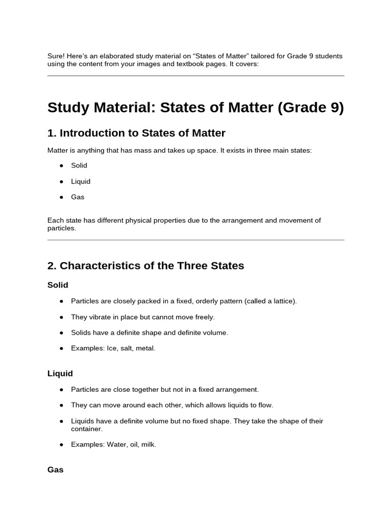 States of Matter Notes 2 | PDF | Gases | Liquids