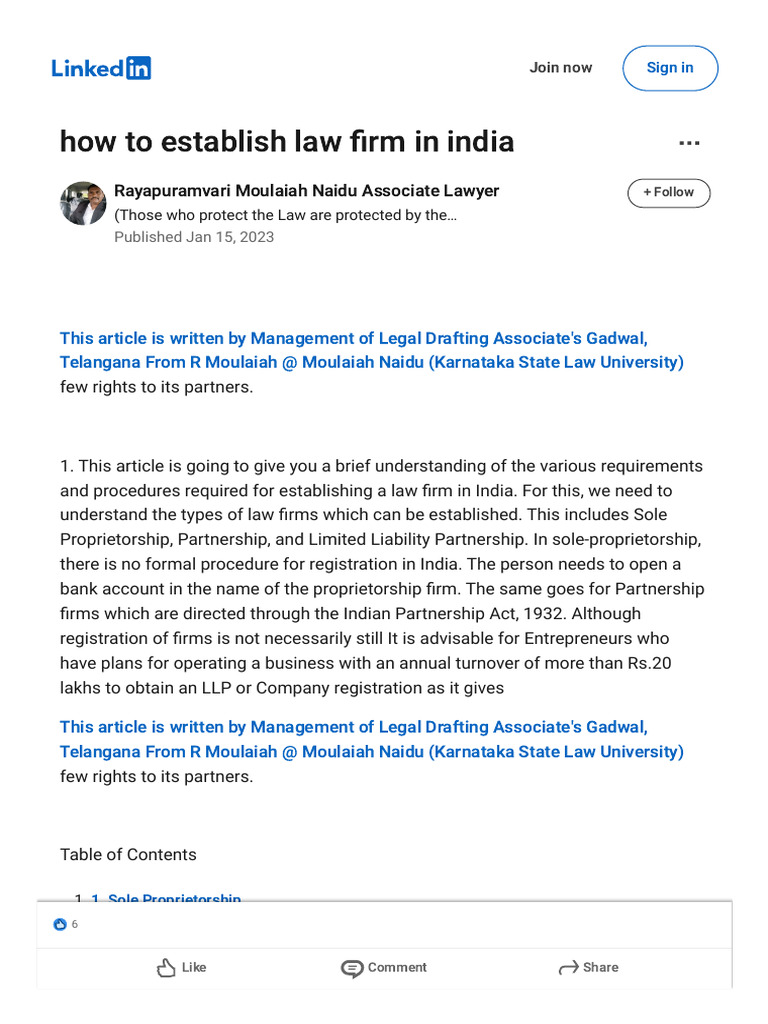 How To Establish Law Firm in India | PDF | Sole Proprietorship ...
