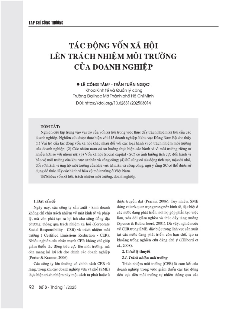 01 Bài Báo - Tác Đ NG C A VXH Lên ECSR | PDF