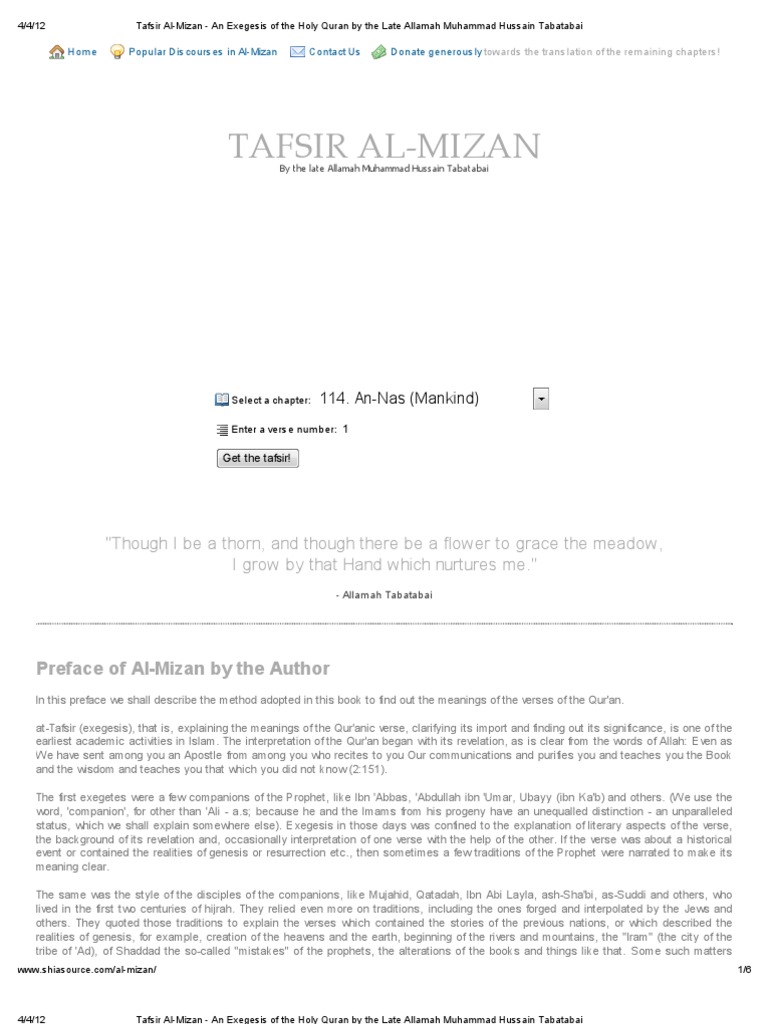 Tafsir Al-Mizan: Insights by Tabatabai | PDF | Quran | Islam