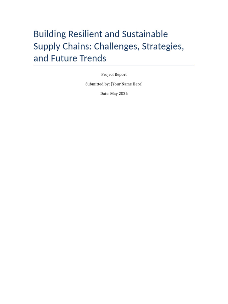 Sustainable Supply Chain Project Report | PDF