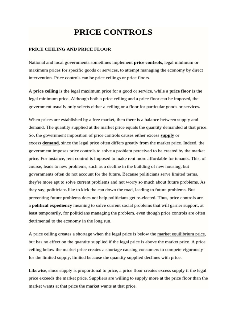 Lecture 4 Price Ceiling and Price Floor | PDF | Minimum Wage | Price ...