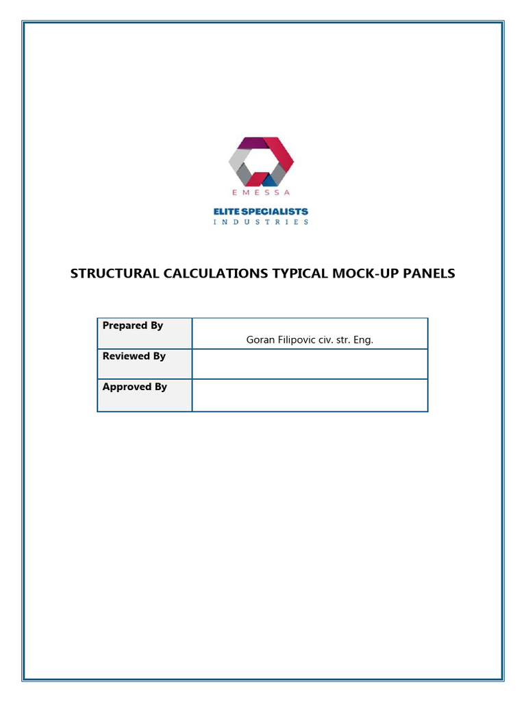 Structural Calculations for Mock-Up Panels | PDF | Concrete | Strength ...