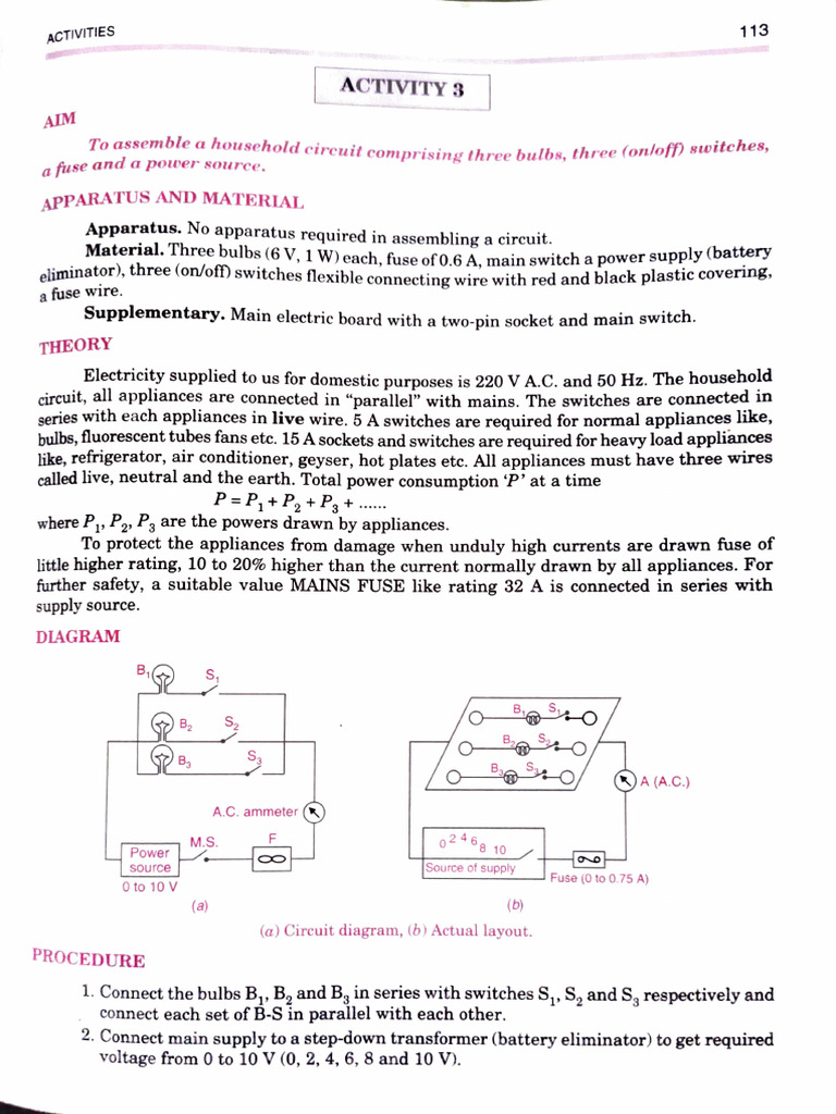 Section A Activity Physics | PDF | Series And Parallel Circuits | Electrical Equipment