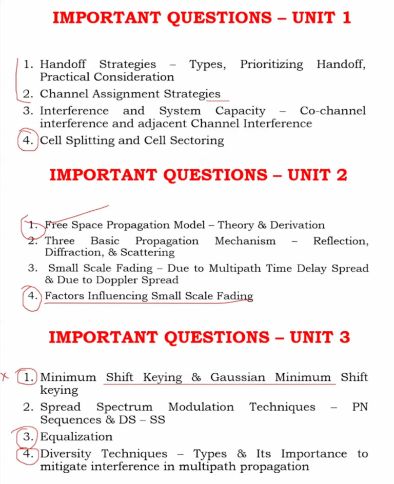 Wireless Communication Imp Questions | PDF