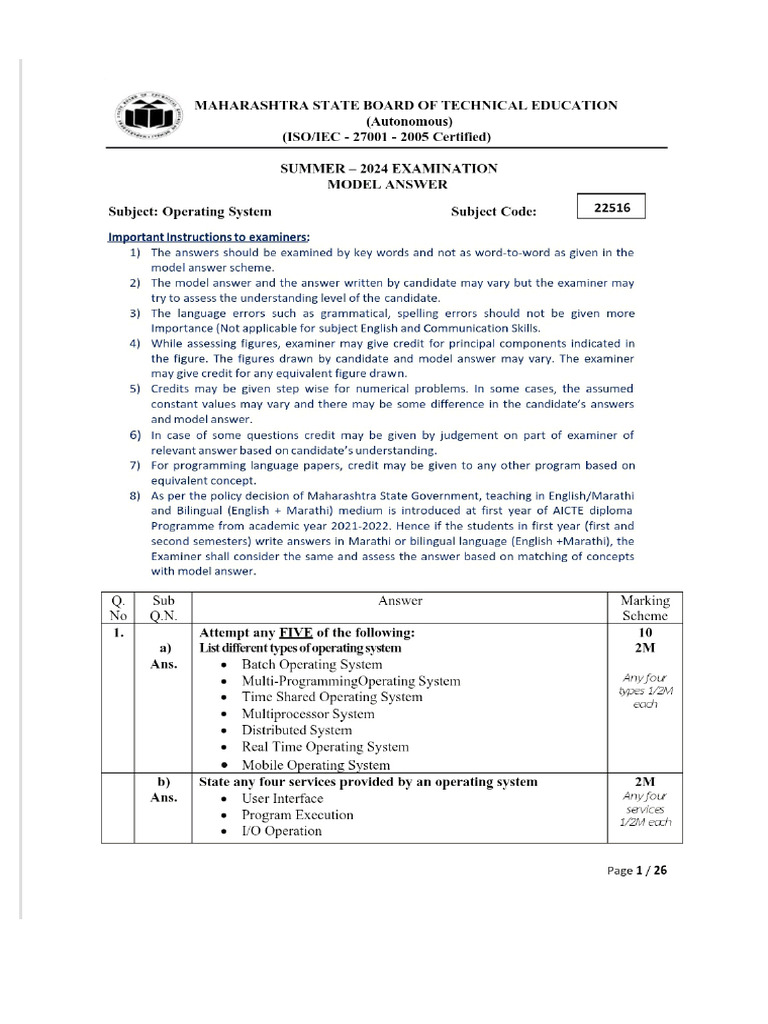 OSY Summer-2024 Model Answer Paper | PDF
