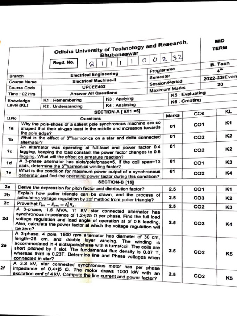 Em2 Pyq | PDF | Electric Motor | Magnetic Devices
