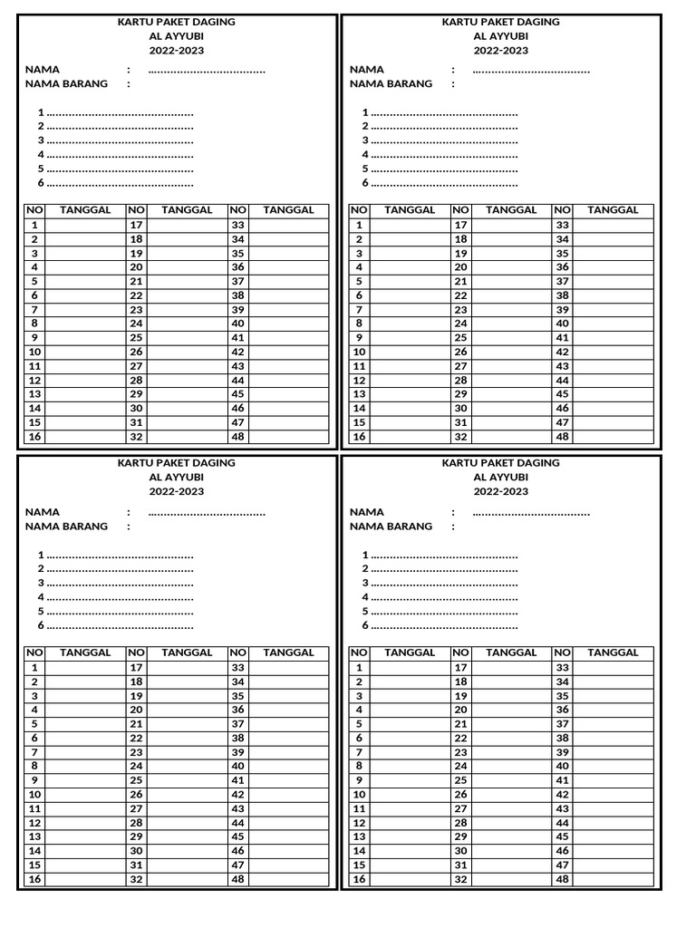 Kartu Paket Lebaran | PDF
