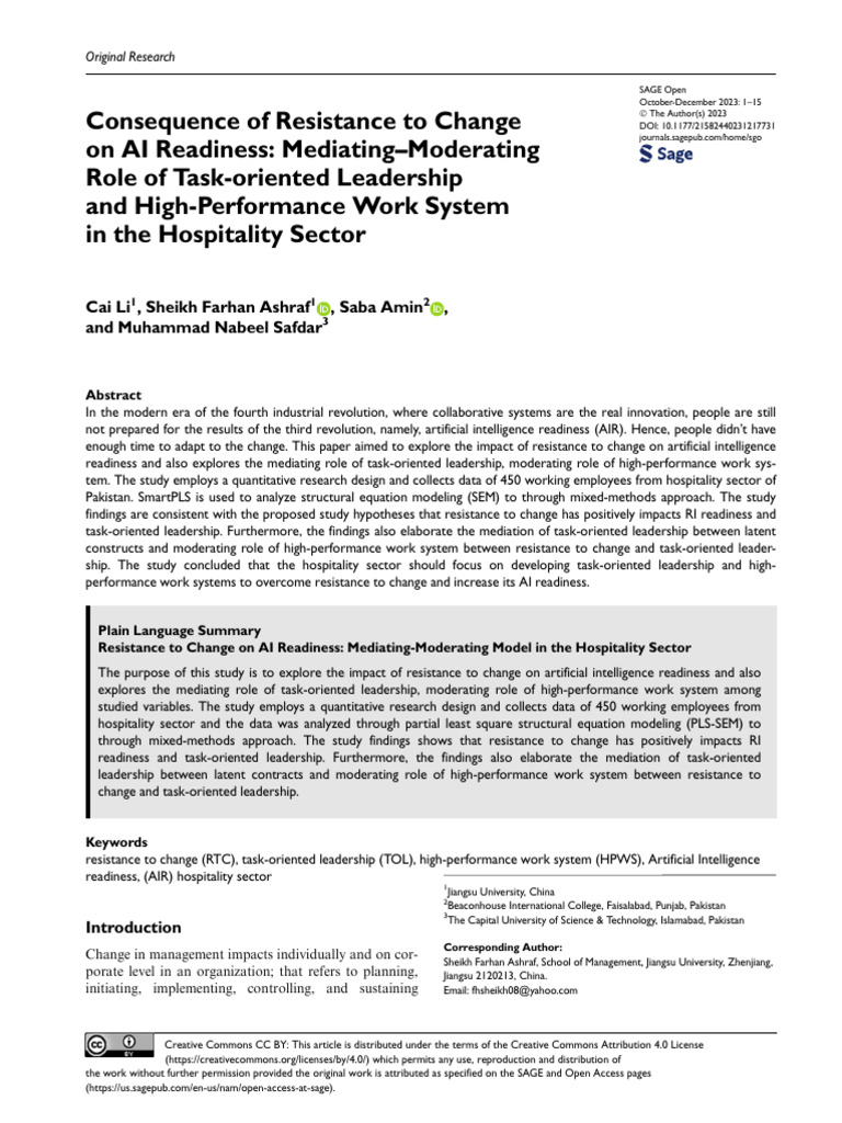 Impact of Change Resistance on AI Readiness | PDF | Leadership ...