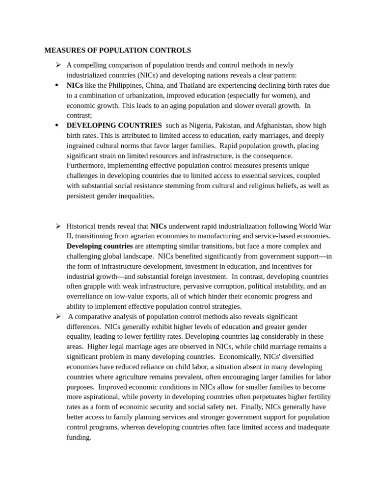 Population Control in NICs vs. Developing Nations | PDF | Economic ...