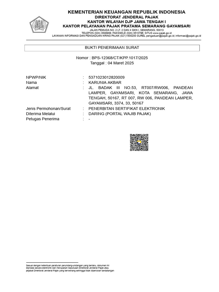 Bukti Penerimaan Surat Coretax | PDF