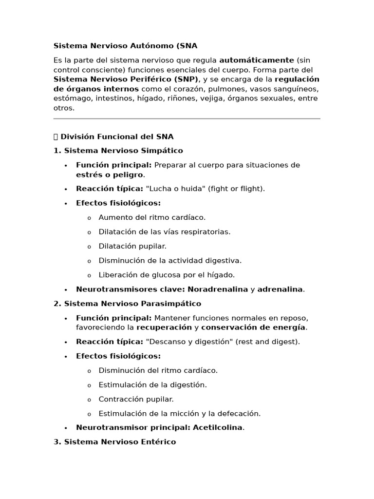 Sistema Nervioso Autónomo | PDF | Digestión | Sistema nervioso