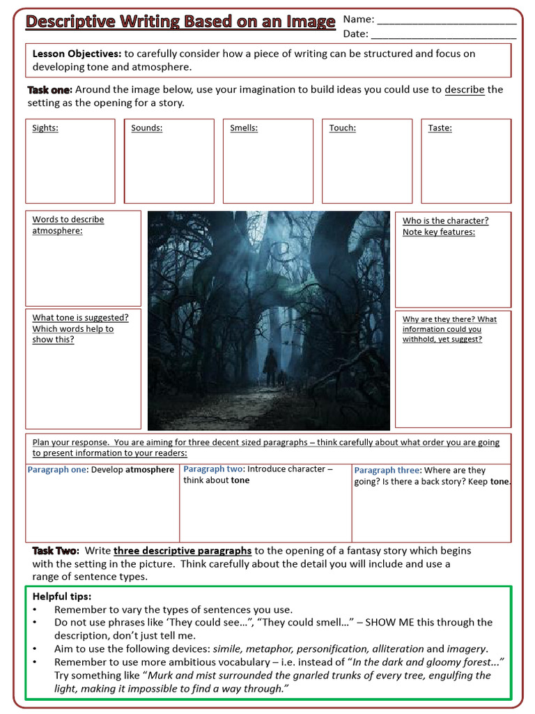Descriptive Writing Task | PDF