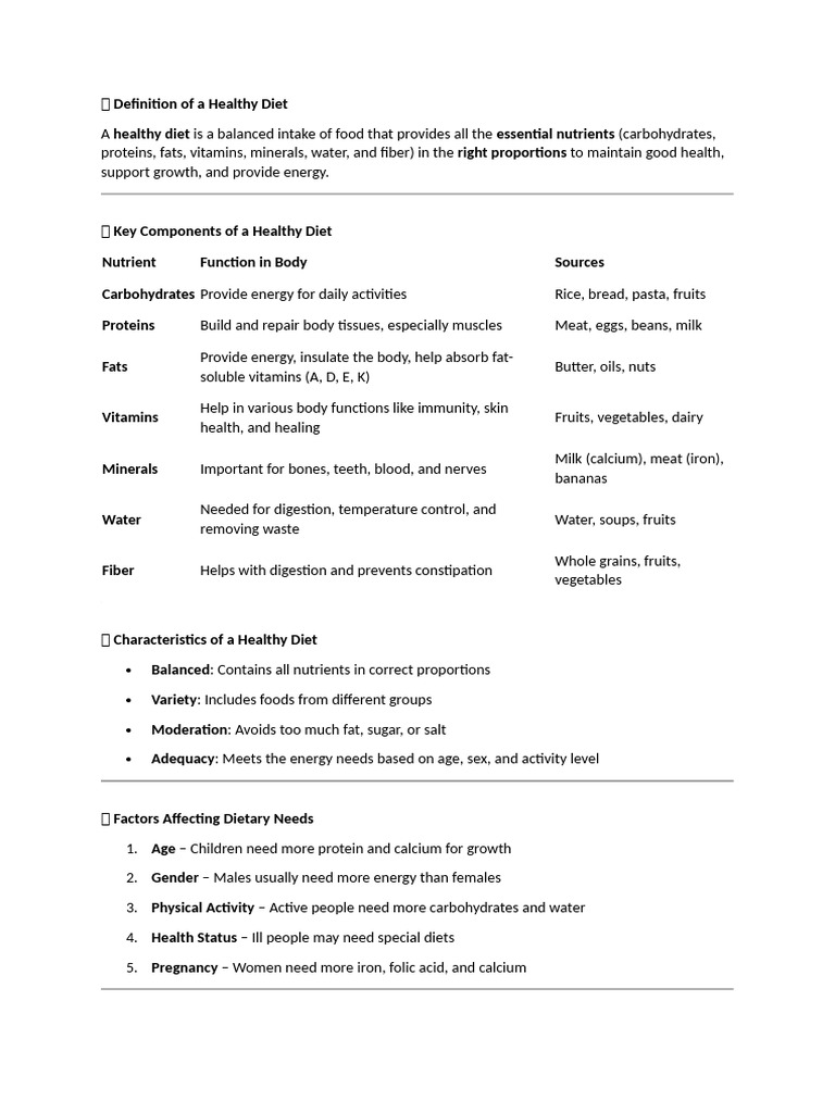 ? Definition of A Healthy Diet | PDF | Healthy Diet | Diet (Nutrition)