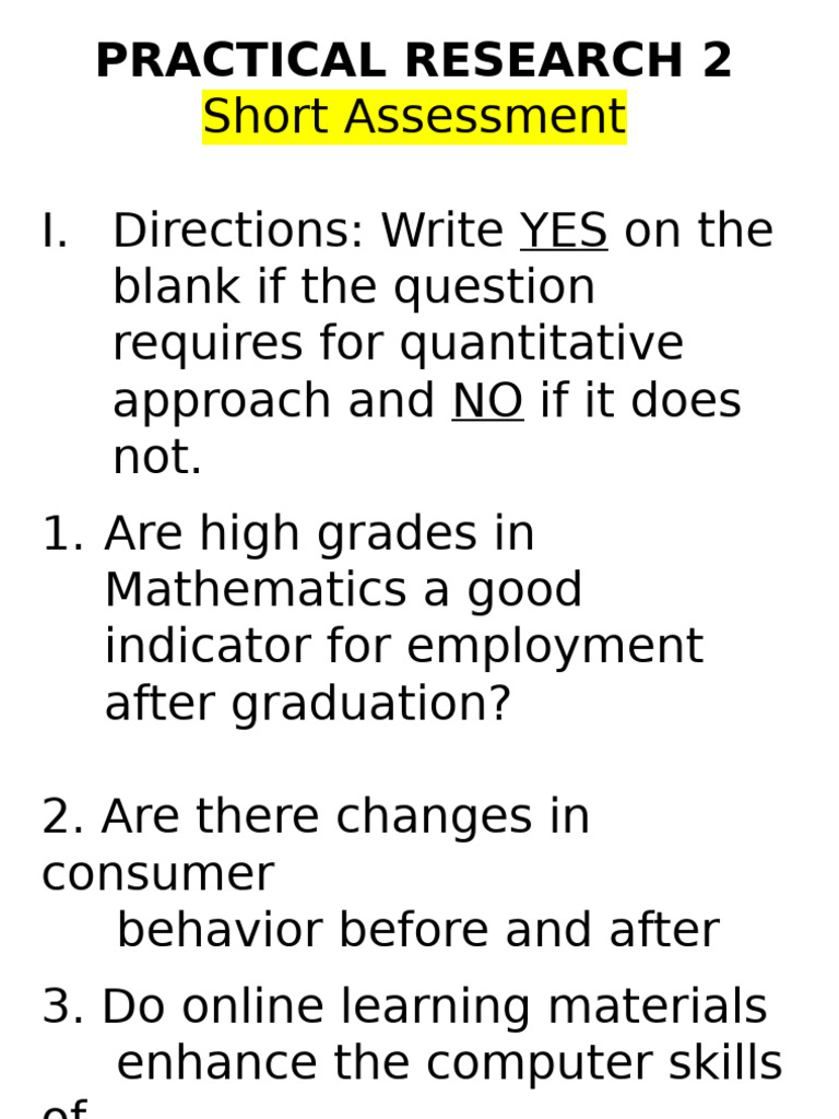 PR2 No.1 Short Assessment | PDF | Statistics | Quantitative Research