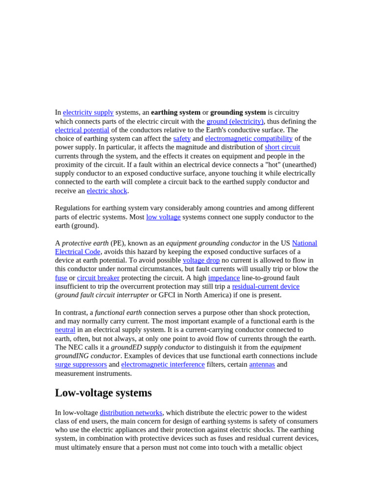 Earthing System | PDF | Electromagnetism | Electrical Components