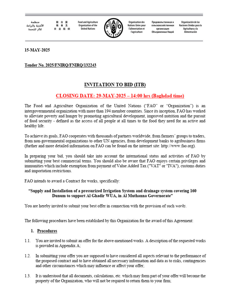 ITB Document - ALGHADIR WUA Irrigation Drainage | PDF | Pipe (Fluid ...