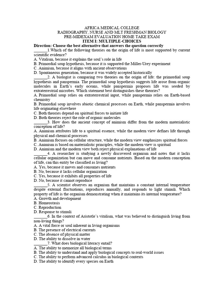 Freshman Biology Pre-Midterm Exam Guide | PDF | Cellular Respiration ...