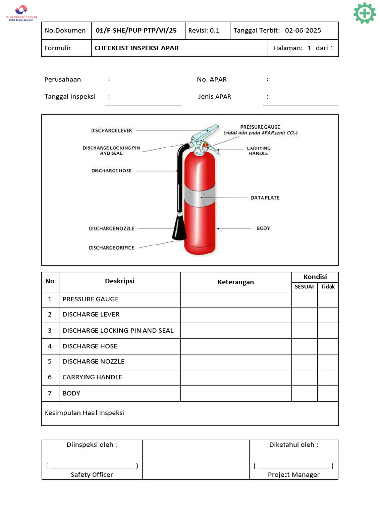 Form Check List Inspeksi Apar | PDF