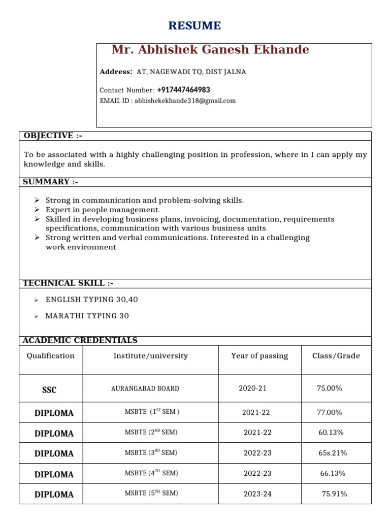 Abhishek Ekhande Resume 2 | PDF