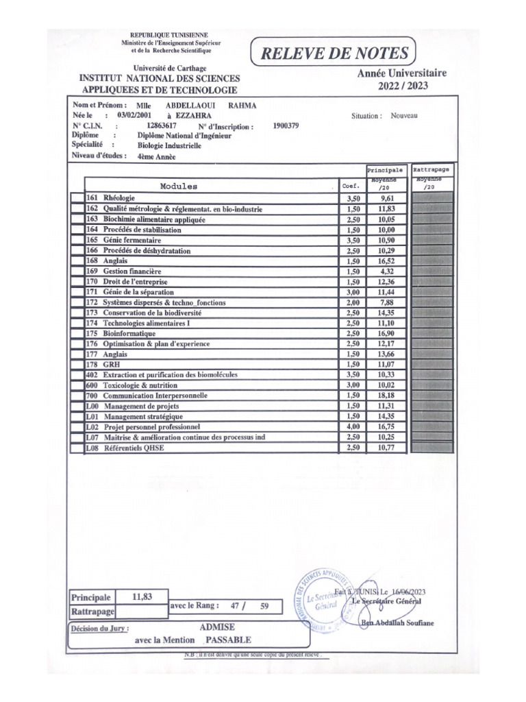 Releves de Notes-Ra | PDF