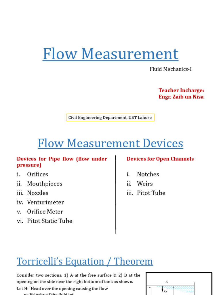 Lec-9 Flow Measurement With NumericalS | PDF | Flow Measurement | Physical Phenomena