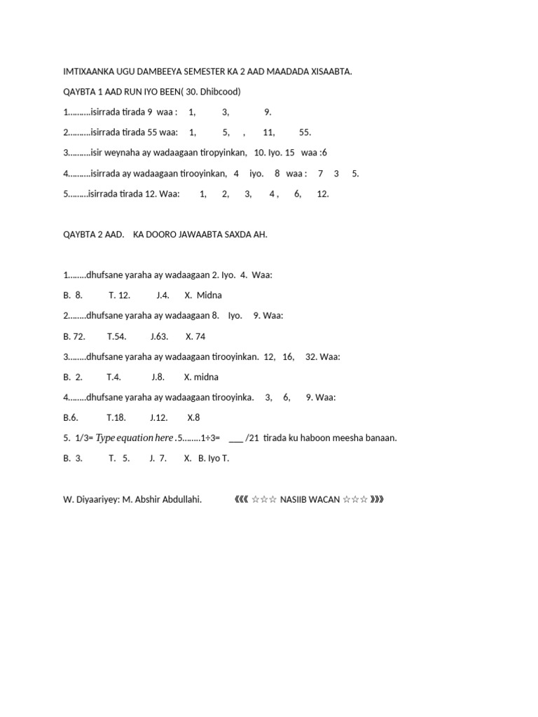 Document (33) Xisaab 4 Aad | PDF