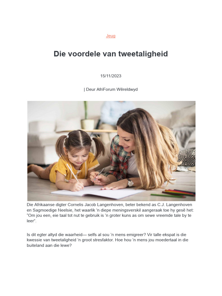 Afrikaans Prepared Reading | PDF