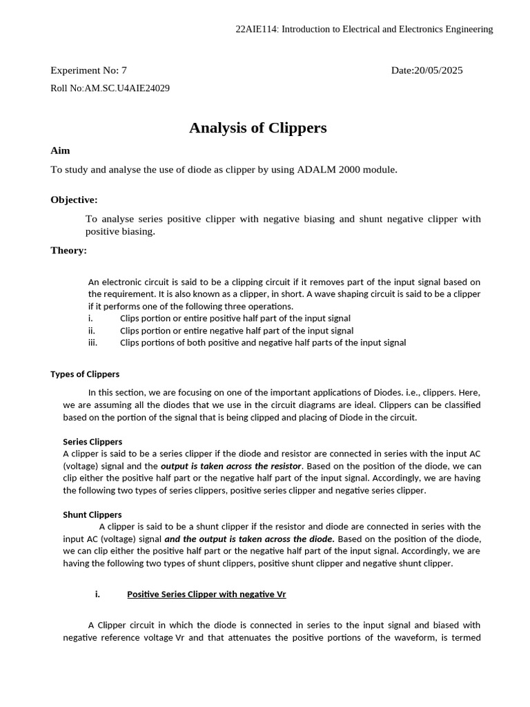 EEE_lab7[1] (AutoRecovered) | PDF | Diode | Electrical Network