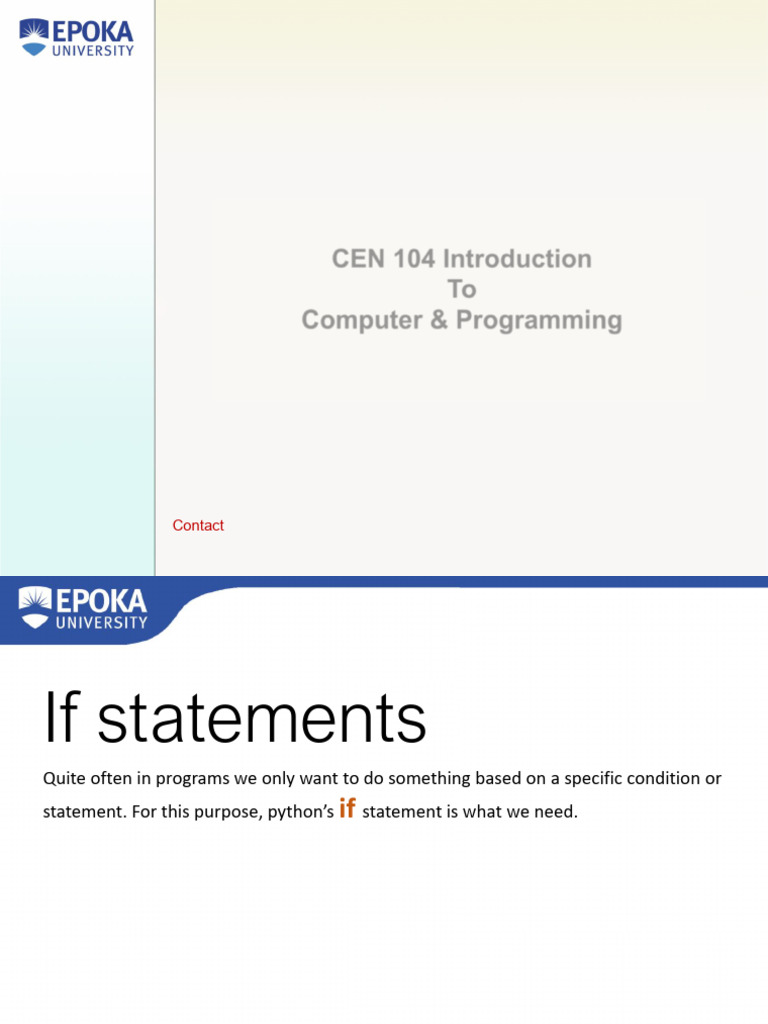 CEN 104 Python (Lecture 4) | PDF