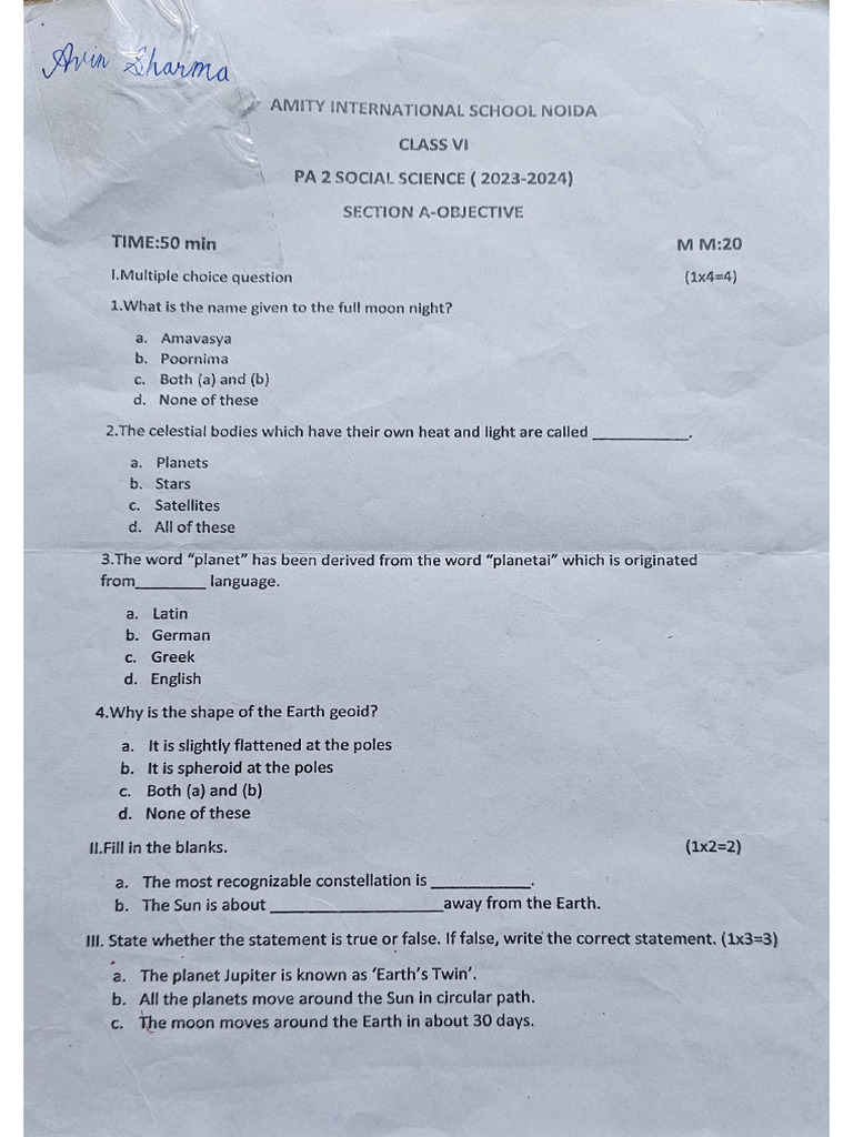 6th SST - PA 2 | PDF