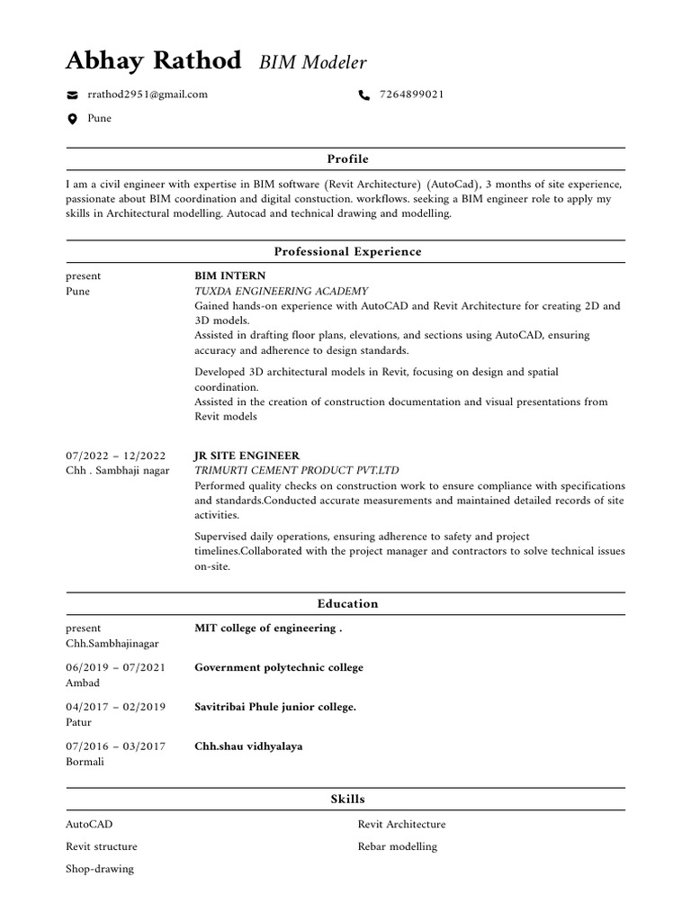 Abhay Rathod FlowCV Resume 20250323 | PDF | Autodesk Revit | Building ...
